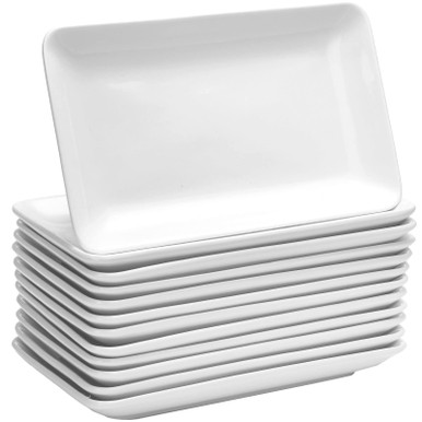 12 Pieces 8'' Rectangular Salad Plates Rectangle Porcelain Dessert ...