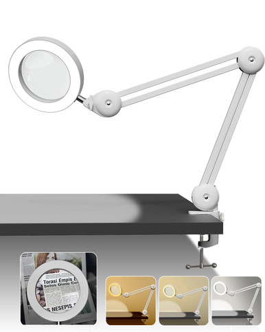 ?Upgraded Arm? 10x Magnifying Glass with Light and Clamp, 2200 Lumens ...