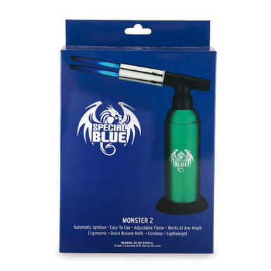 Special Blue Monster Butane Torch (Green) - 2.0 Refillable Double Flame ...