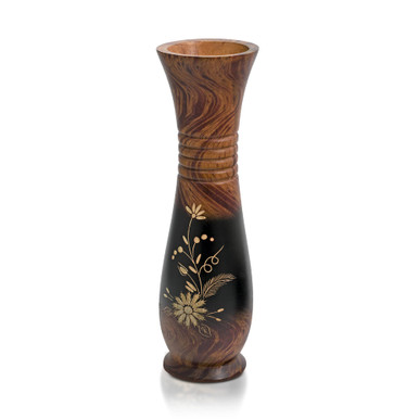 Aeravida Hand Carved Wildflowers Natural Brown Mango Tree Wooden Vase ...