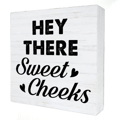 Rustic Bathroom Wood Box Sign Decor Humor Hey There Sweet Cheeks Wooden ...