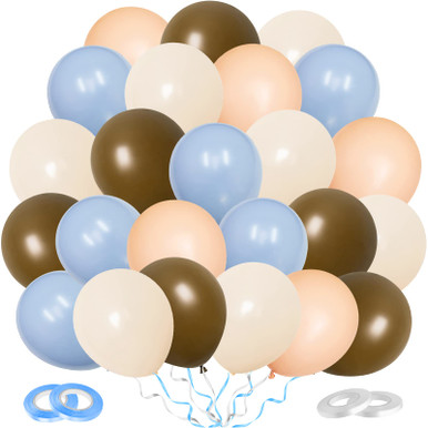 Pastel Blue Brown Beige Balloons, 60 Pcs 12 Inch Sand White Cream ...