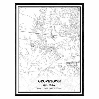 TANOKCRS Grovetown Georgia USA America Map Wall Art Canvas Print Poster ...