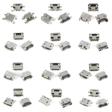JESSINIE 60Pcs Micro USB Sockets Jack Female Plug Connector Repair ...
