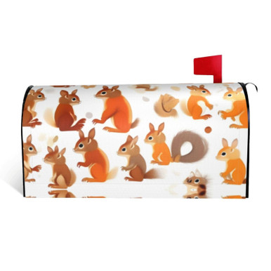 Cute Squirrels Mailbox Cover Standard Size 18" X 21" Mailbox Wraps Post ...