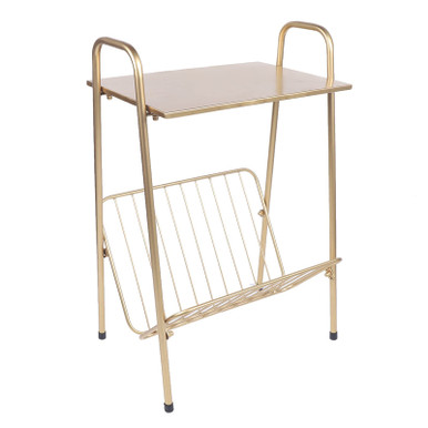Small Coffee Table,Gold Modern Rectangular Metal Side Table,Two-Story ...