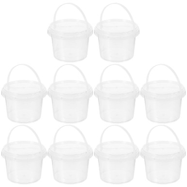 LUOZZY 10 Pcs Small Clear Plastic Buckets with Lids and Handles Ice ...