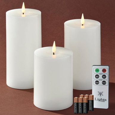 LampLust Flickering Flameless Candles Set of 3 - Battery Operated LED ...