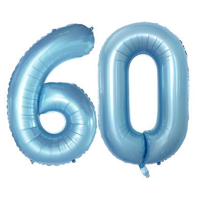 GOER 42 Inch Light Blue Number 60 Balloons,Jumbo Foil Helium Balloons ...