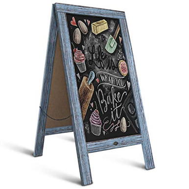 Rustic Vintage Blue A-Frame Chalkboard/Sidewalk Chalkboard Sign/Large ...