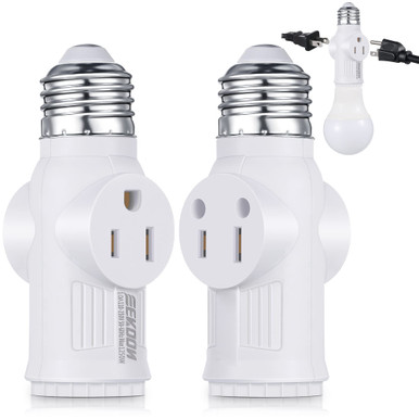3 Prong Light Socket Adapter, E26 Light Bulb Outlet Adapter, Polarized ...