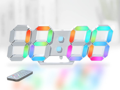 KOSUMOSU Wall Clock Neon Digital Clock 3D LED Desk Clock Large Display ...