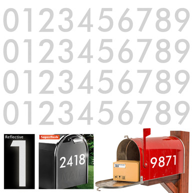 Superflash White Outside Reflective Mailbox Numbers Sticker Decal ...
