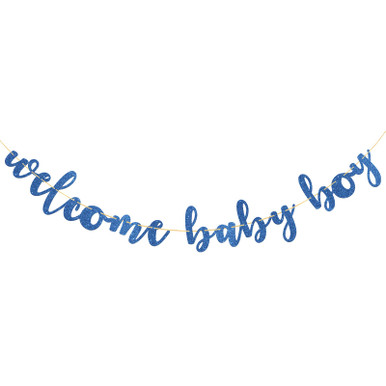 KakaSwa Welcome Baby Boy Banner, Welcome Baby Party Decorations, Blue ...