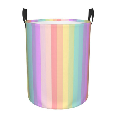 Rainbow Colored Laundry Basket Waterproof Collapsible Round Laundry ...