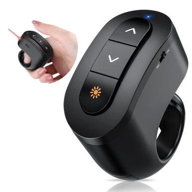 KICKDOT Presentation Clicker Remote with Red Laser Pointer, Finger Ring ...