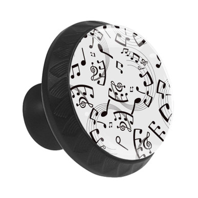 Black White Music Notes Drawer Knobs Pull Handles 35mm 12 Pcs Glass ...