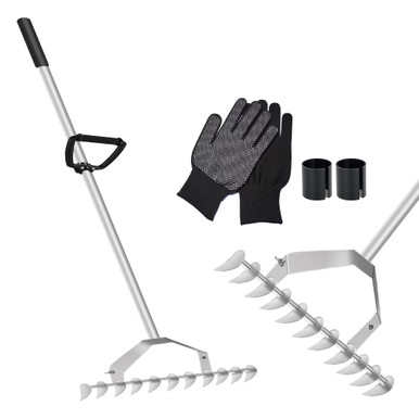 15.75Inch Lawn Thatching Rake,Heavy Duty Garden Rake with 57inch ...