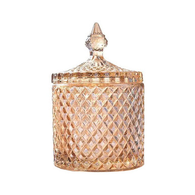 Candy Dish With Lid Candy Container Glass Amber Jar Candy Buffet ...