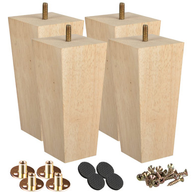 Btowin 6 inch Solid Wood Furniture Legs, 4Pcs Mid-Century Modern Wooden ...