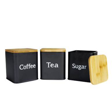 Snack Jars Black Kitchen Food Storage Containers 3 Pcs Kitchen Canister ...