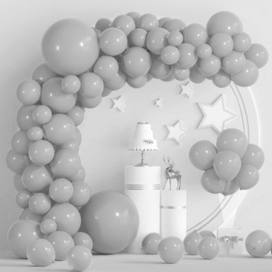 TUPARKA 102 Pcs Gray Balloons Garland Arch Kit Pastel Grey Balloon ...