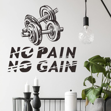 fanquare Home Gym Wall Decals No Pain No Gain Inspirational Quote Wall ...