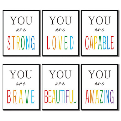 Watercolor Words Positive Quotes Wall Art, Motivational Wall Art Set ...