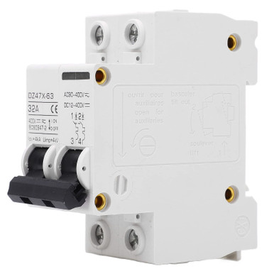 2P Mini Circuit Breaker, DC12 to 400V AC90 to 400V 32A 35mm DIN Rail ...
