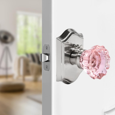Floresita Crystal Door Knobs, Pink Glass Door Knobs Interior Rose Shape ...