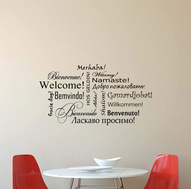 Welcome in Different Languages Wall Vinyl Decals Living Room ...