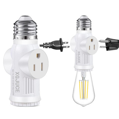 3 Prong Light Socket to Plug Adapter,E26 Outdoor Light with Outlet,E27 ...