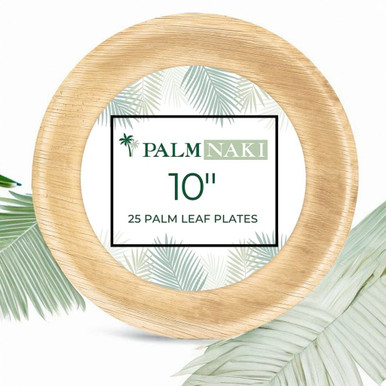 PALM NAKI Round Palm Leaf Plates (25 Count) - Disposable Dinnerware ...