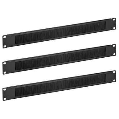 kwmobile Black 1U Brush Panel (3 Pack) - 19 inch Server Rack Cable ...