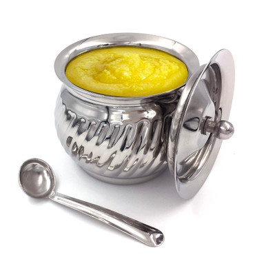 Earthvision Stainless Steel Ghee storage pot set with lid and spoon ...