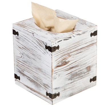 Distressed Farmhouse Square Solid Wood Tissue Box Cover with Slide-Out ...