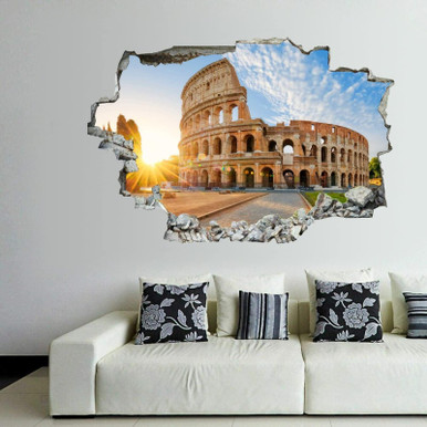 3D Self-adesive Removable Break Through The Wall Vinyl Wall Stickers ...