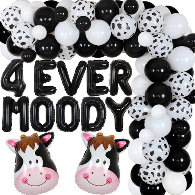 Cow Theme 4th Birthday Party Decorations - Black and White Cow Print ...