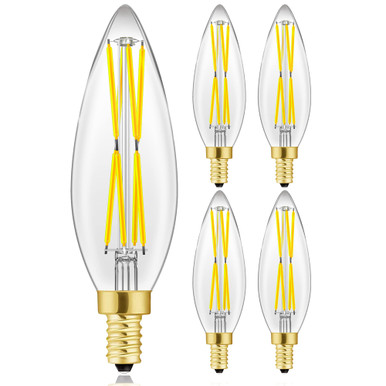 E12 Edison 8W LED Bulb, 100 watt Equivalent Candelabra Dimmable ...