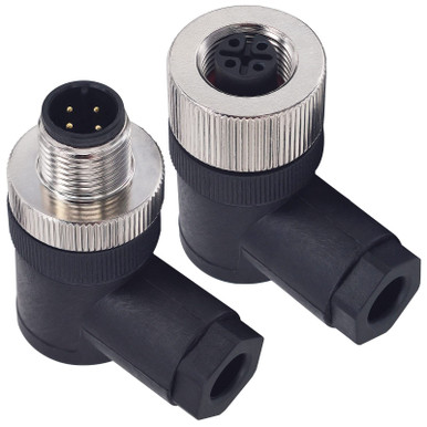 Lonlonty M12 4 Pin Male & Female Right Angle Socket Panel Aviation Wire ...