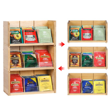 Bamboo Tea Bag Organizer Storage Box 3 Tier Stackable Tea Bag Holder ...