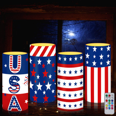 American Flag LED Candles 4th of July Flameless Candles Independence ...