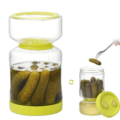 52oz/1485ml Glass Pickle Jar ,Pickle Jar with Strainer Flip ,Time ...