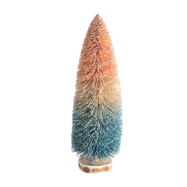 Creative Co-Op Sisal Wood Base, Blue Bottle Brush Tree, Pink Ombre ...