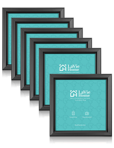 LaVie Home 4x4 Picture Frames (6 Packs, Black) Simple Designed Photo ...