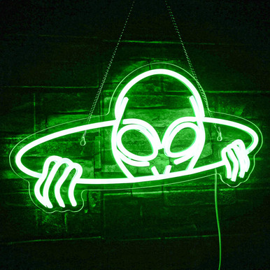 WLHOPE Alien Haunt Neon Sign, Green Alien Neon Signs for Wall Decor ...