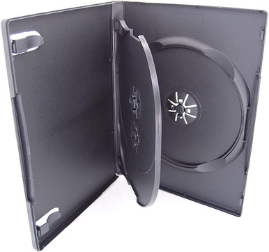 10 Pack Maxtek Standard 14mm Black 3 Disc CD & DVD Cases with Hinged ...