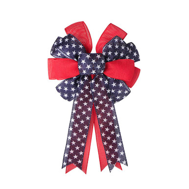 Qingmao Patriotic Wreath Bow Red Blue American Flag Stars Large Tree ...