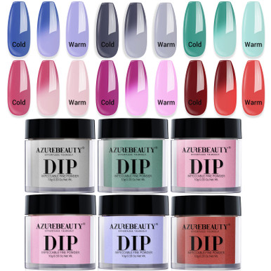AZUREBEAUTY Color Changing Dip Powder Nail Set, Blue Green Pink Red ...