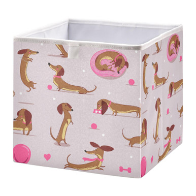 Emelivor Cute Cartoon Dachshund Cube Storage Bin Fabric Storage Cubes ...